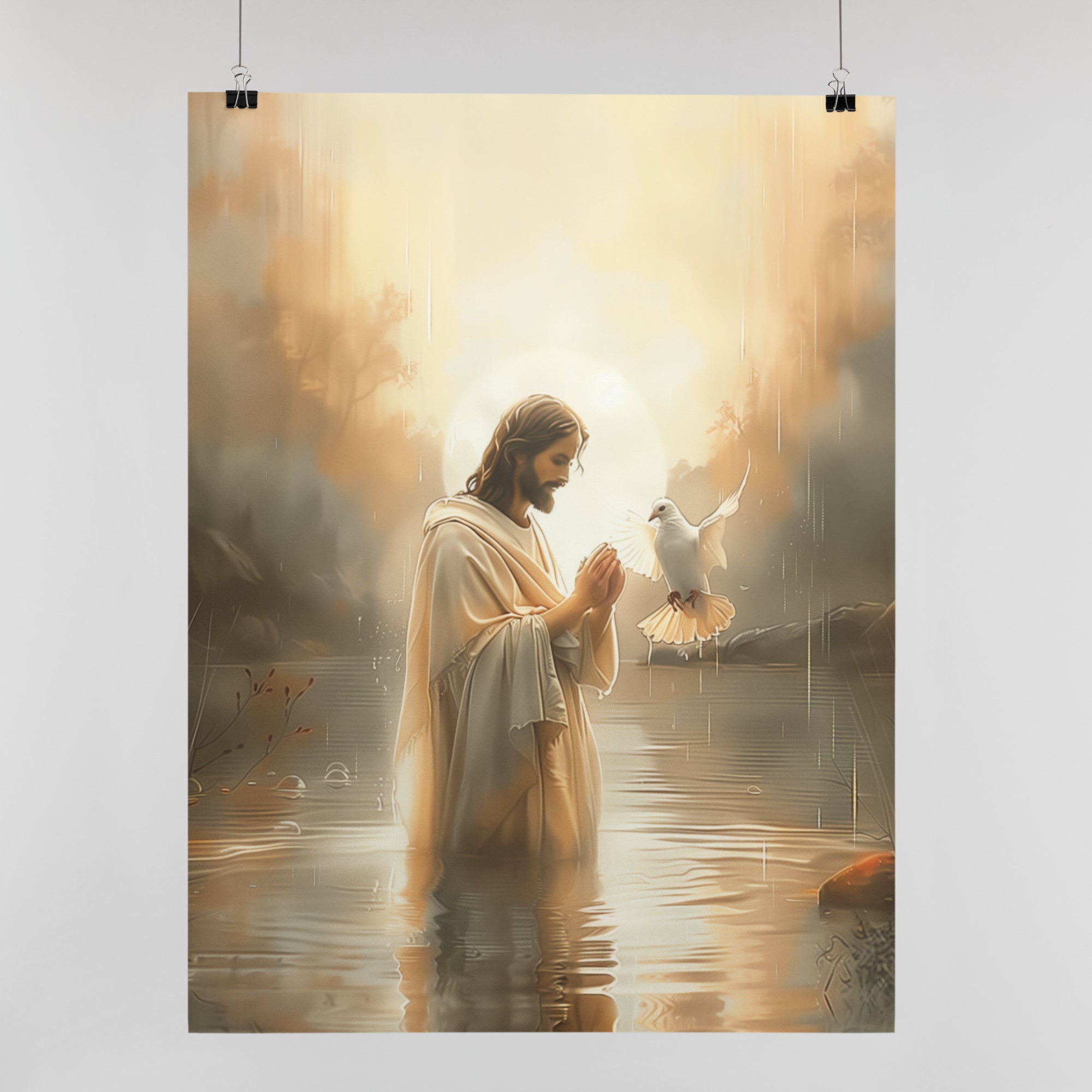 Jesus Christ Praying Canvas or Poster Christian Wall Art, Holy Painting ...
