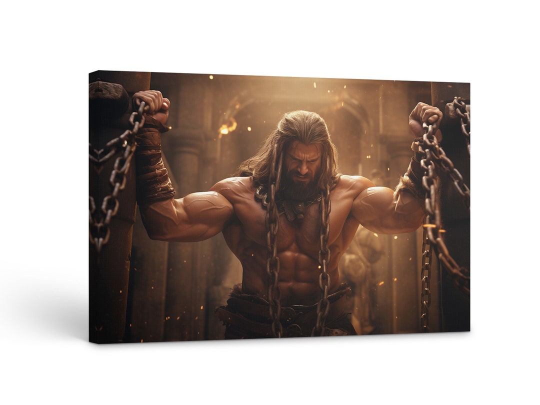 Samson Canvas or Poster Christian Wall Art, Simon in Chains, Bible ...