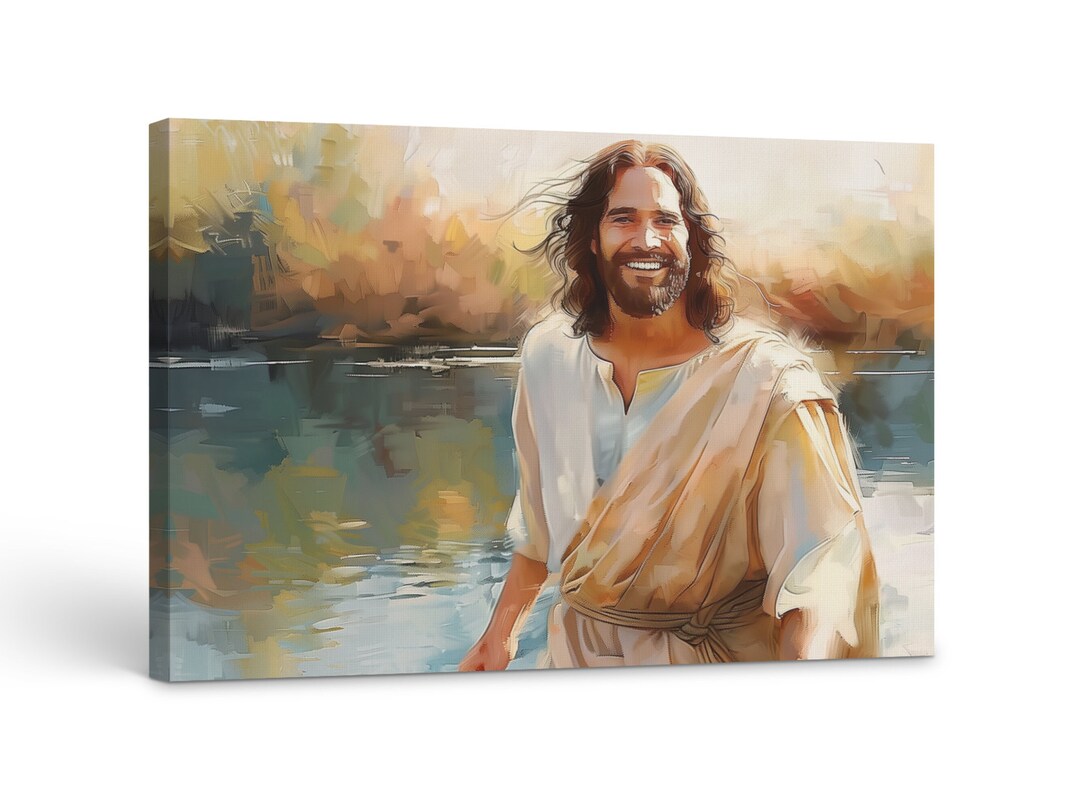 Jesus Christ Canvas or Poster Christian Wall Art, Jesus Laughing, Bible ...