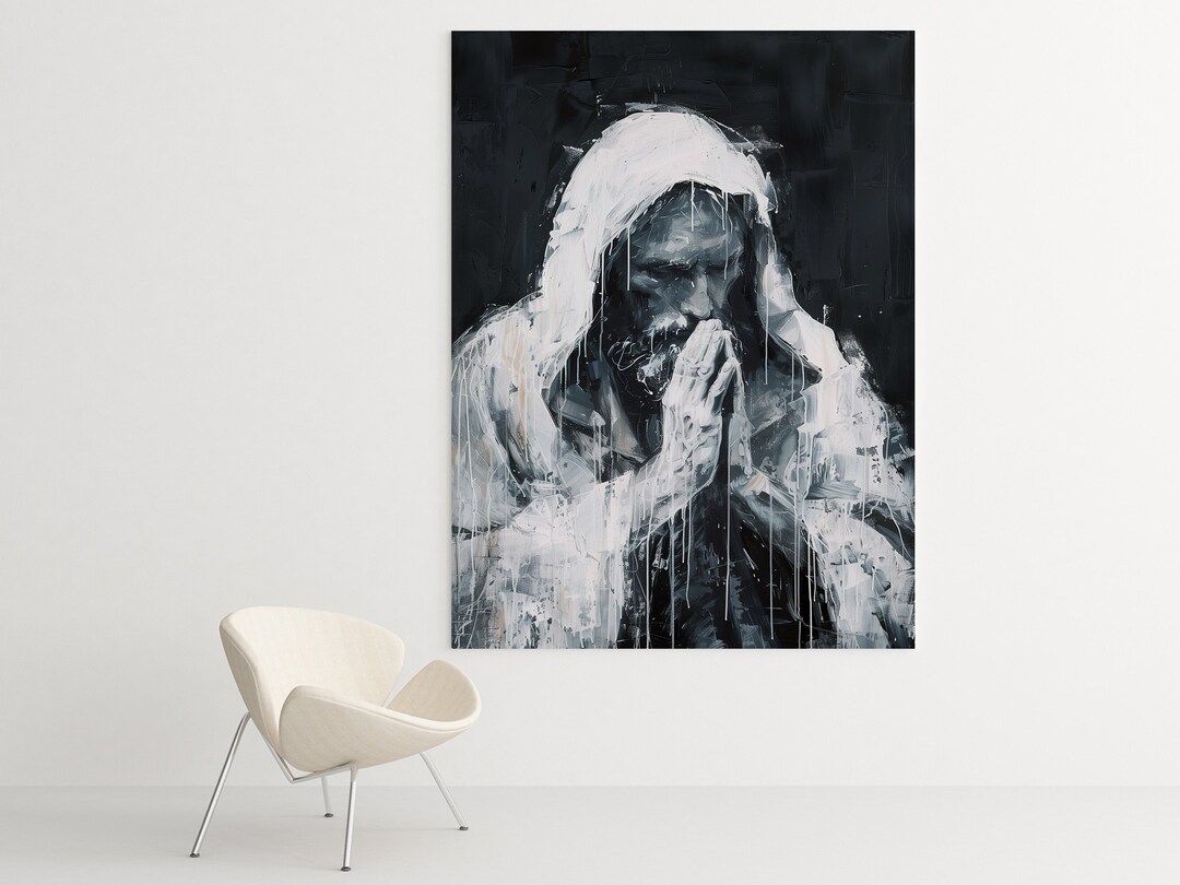 Jesus Christ Praying Canvas or Poster Christian Wall Art, Holy Painting ...