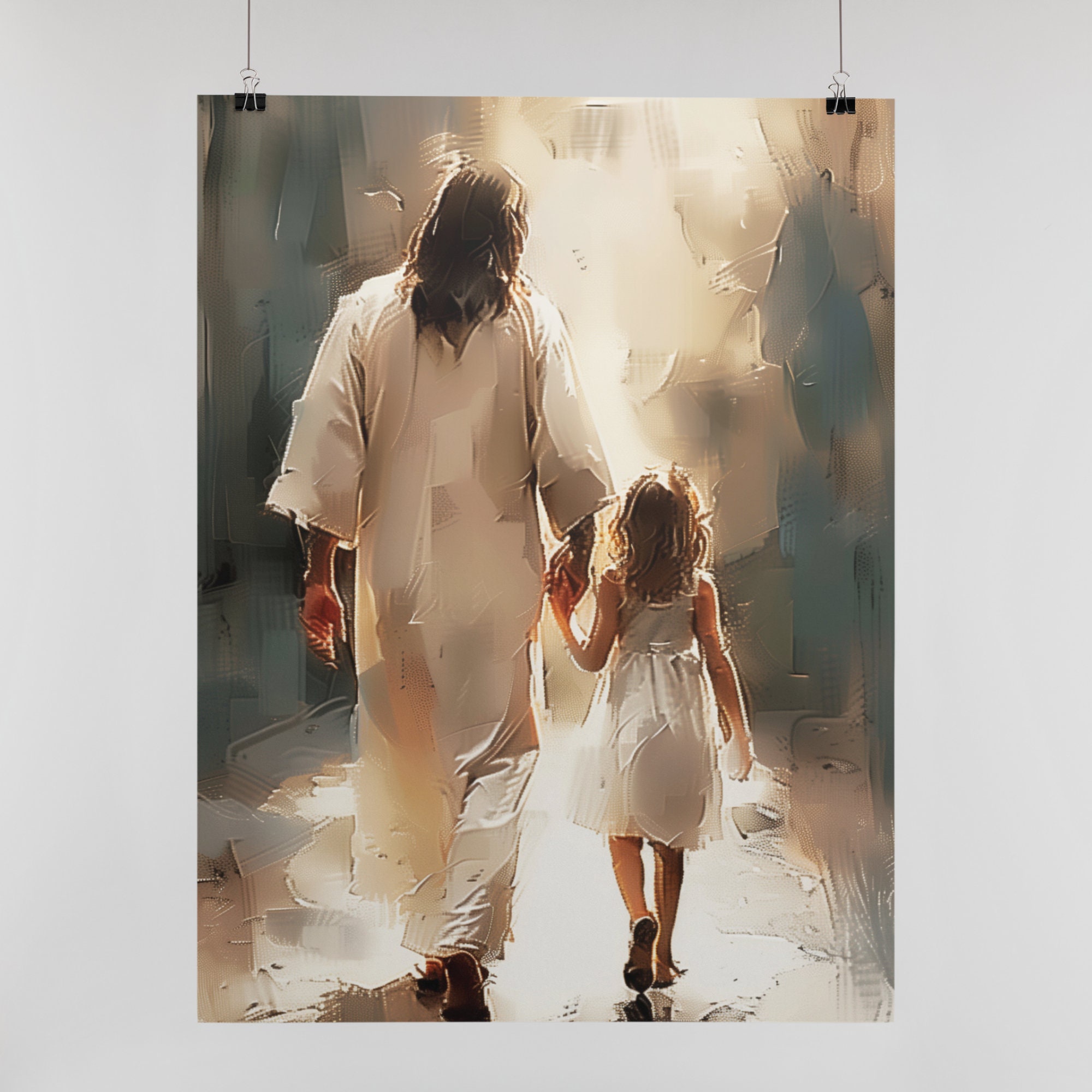 Jesus and Little Girl Canvas and Poster Christian Wall Art, Bible Verse ...