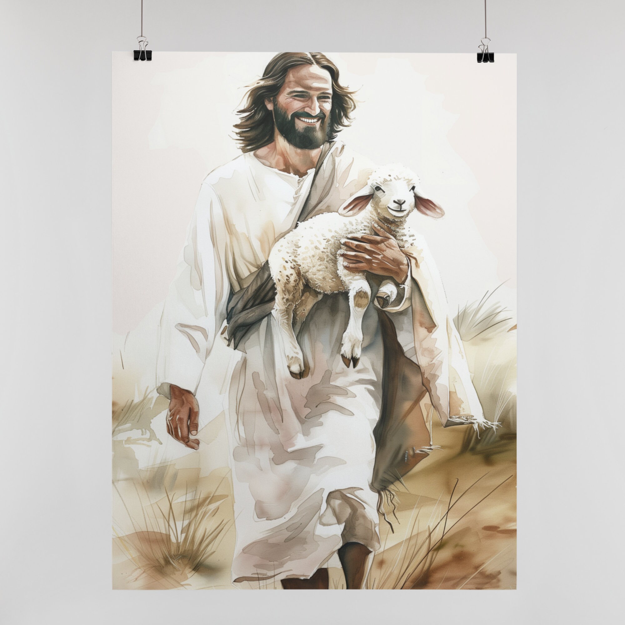 Jesus the Good Shepherd Canvas or Poster Christian Wall Art, Bible ...