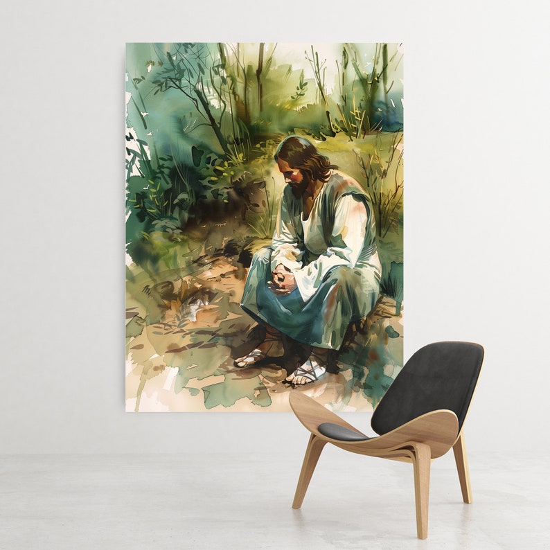 Jesus Christ Praying Canvas or Poster Christian Wall Art, Holy Painting ...