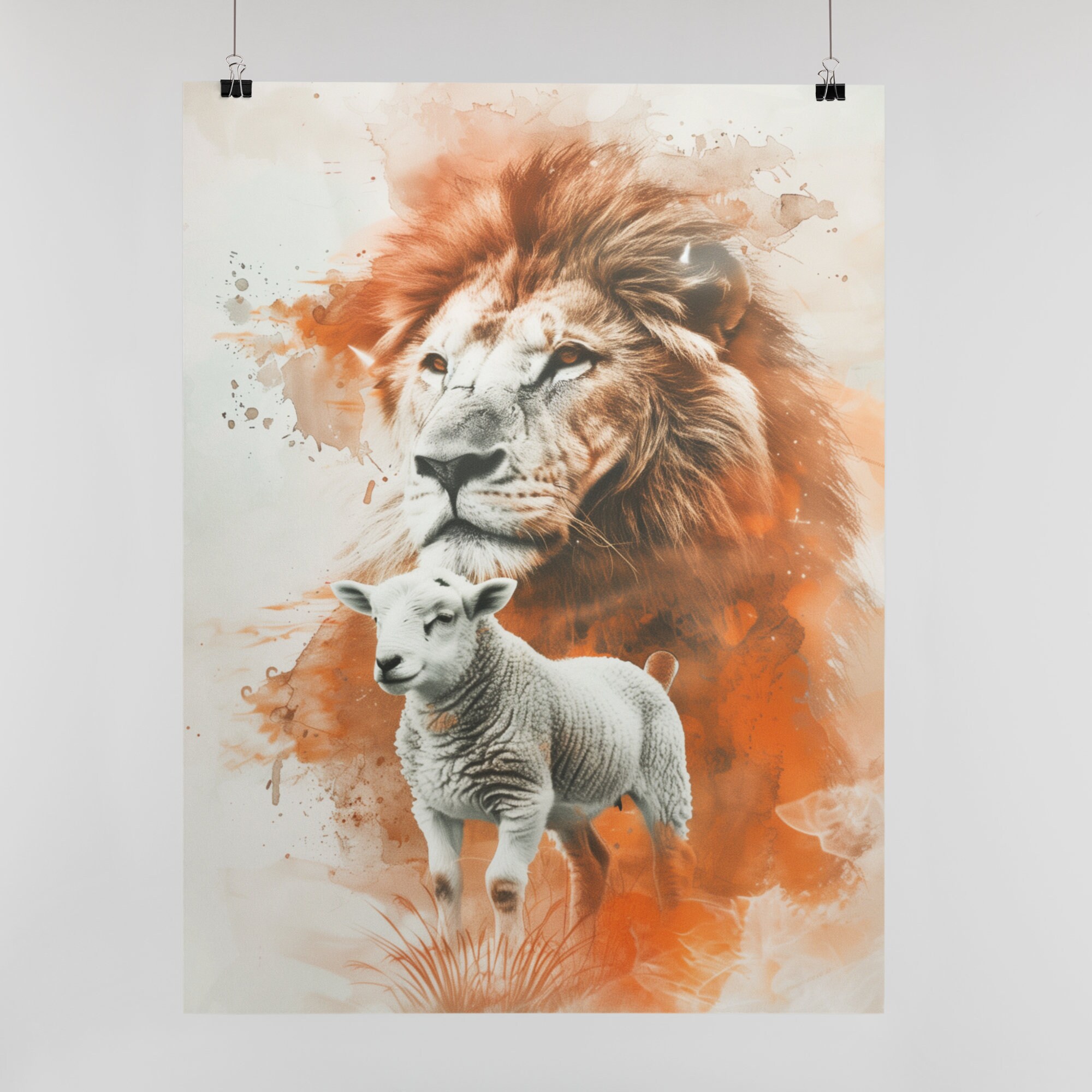 Jesus Christ Lion and the Lamb Poster or Canvas Christian Wall Art ...