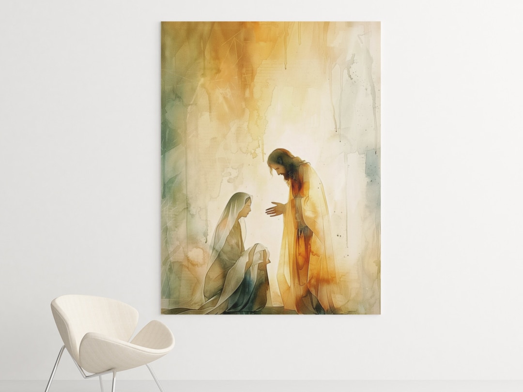 Jesus Heals Woman Canvas or Poster Christian Wall Art, Bible Verse Wall ...
