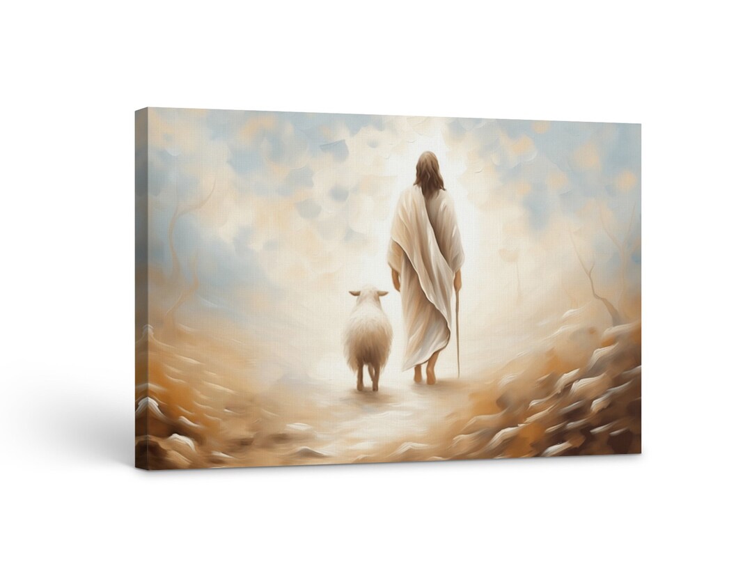 Jesus the Good Shepherd Poster or Canvas Christian Wall Art, Bible ...
