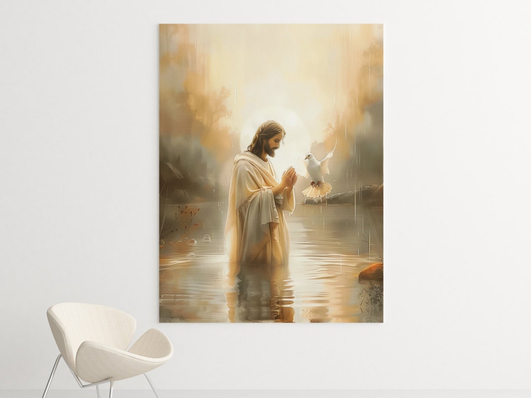 Jesus Christ Praying Canvas or Poster Christian Wall Art, Holy Painting ...