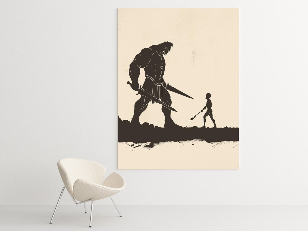 David and Goliath Canvas or Poster Christian Wall Art, Bible Verse Wall ...