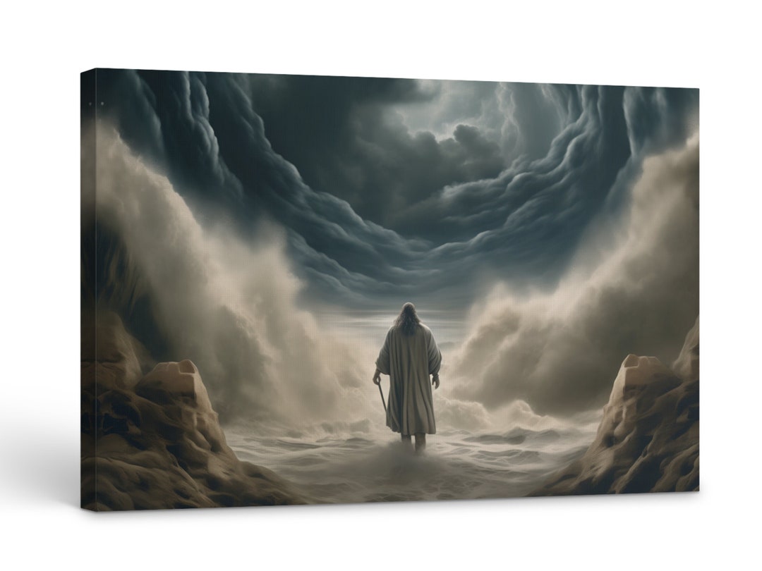 Moses Parting the Red Sea Canvas or Poster Christian Wall Art, Way ...
