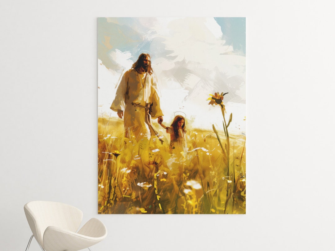 Jesus and Little Girl Canvas and Poster Christian Wall Art, Bible Verse ...