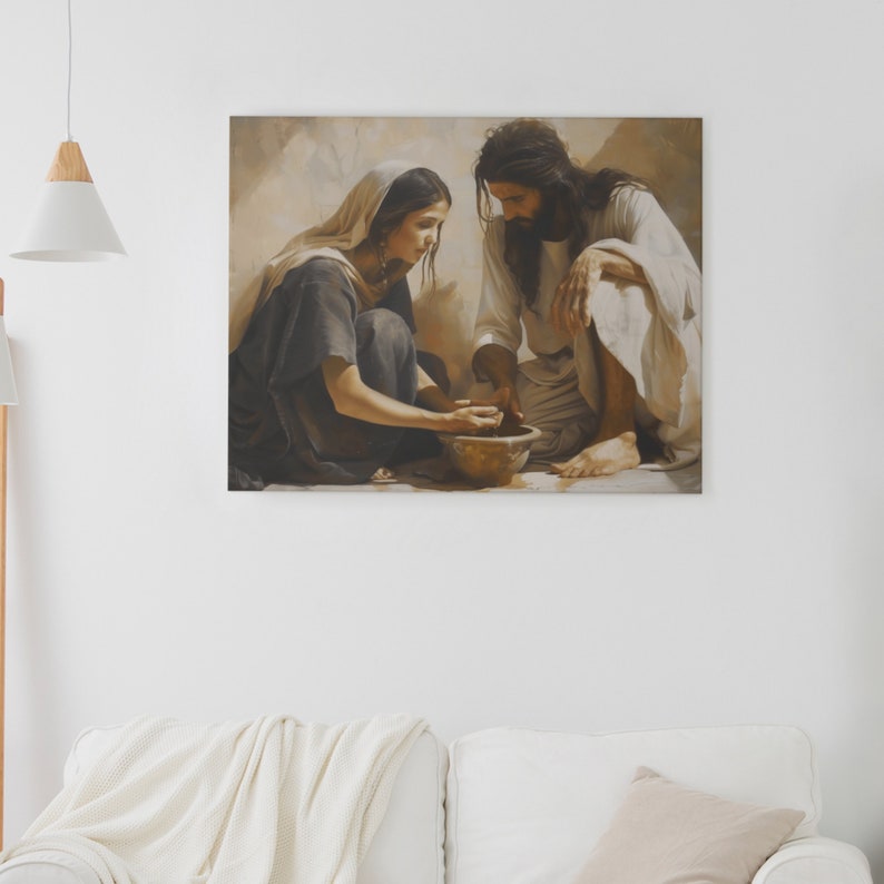 Mary Anointing Jesus Canvas or Poster Christian Wall Art, John 12:3 ...