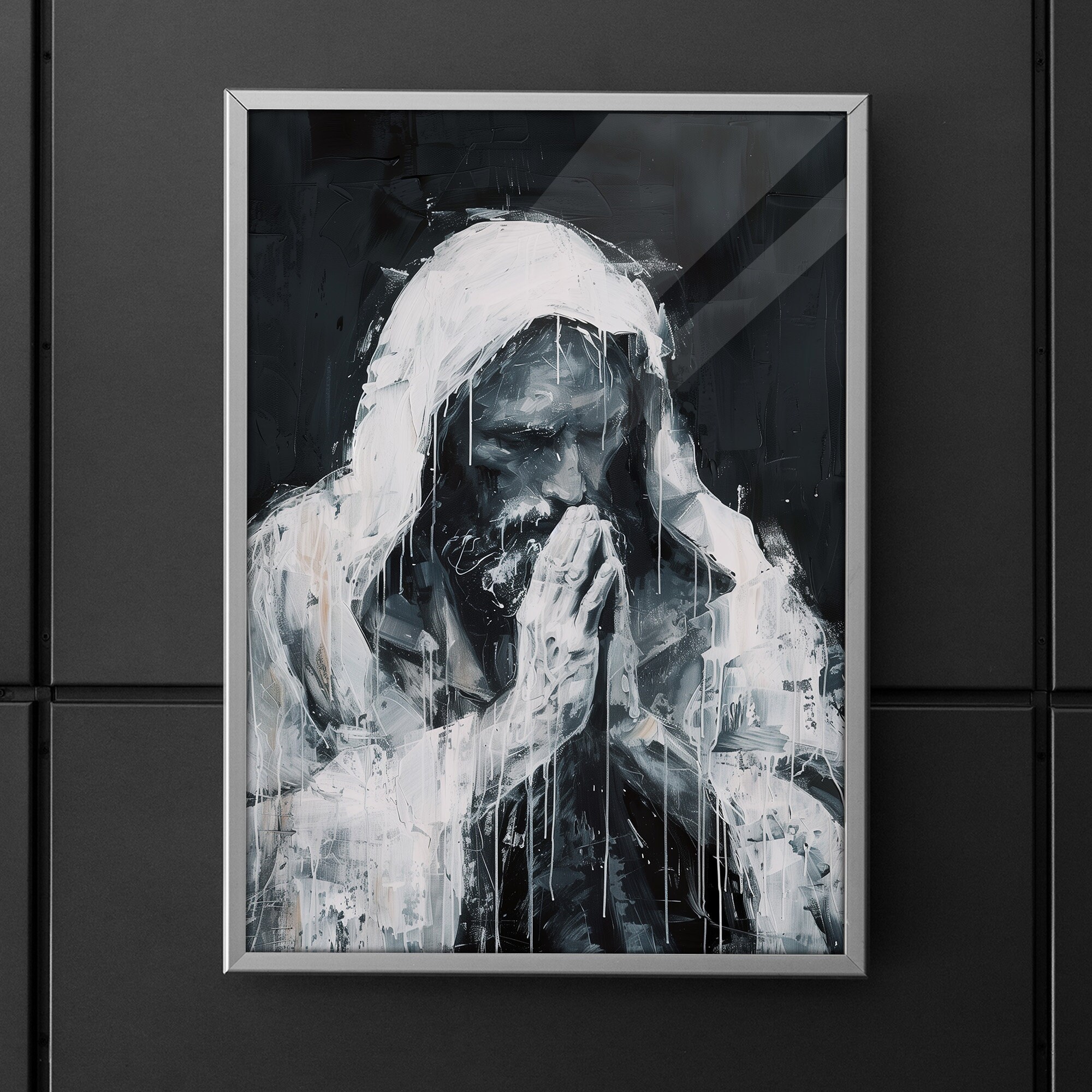 Jesus Christ Praying Canvas or Poster Christian Wall Art, Holy Painting ...