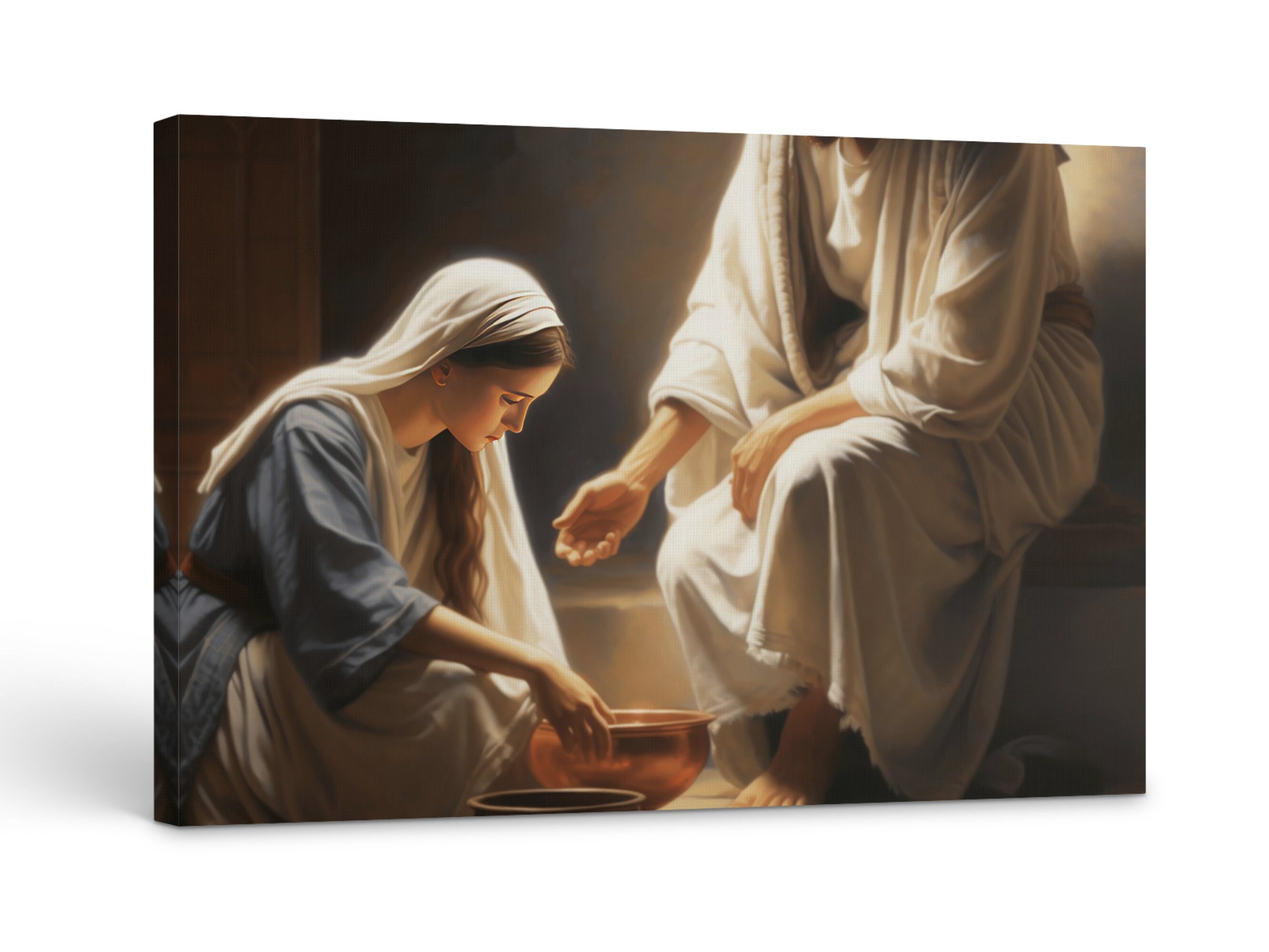 Mary Anointing Jesus Canvas or Poster Christian Wall Art, John 12:3 ...