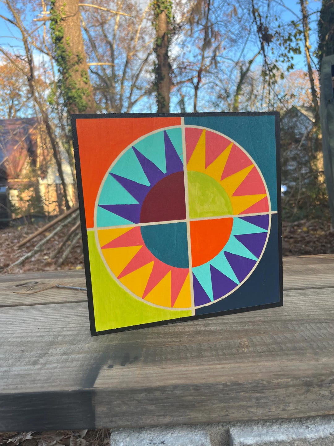 Multicolor Sunburst Barn Quilt - Etsy