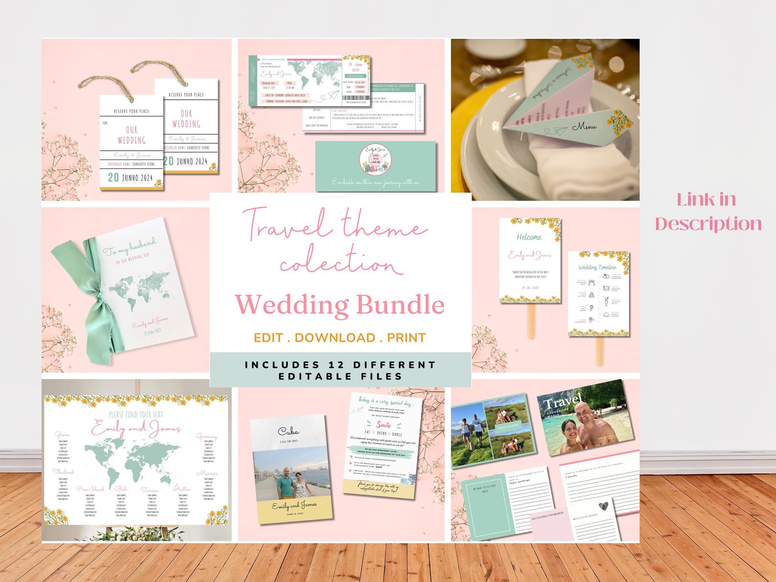 Wedding Menu Paper Airplane, Destination Wedding Menu Template ...