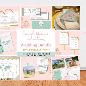 Wedding Menu Paper Airplane, Destination Wedding Menu Template ...