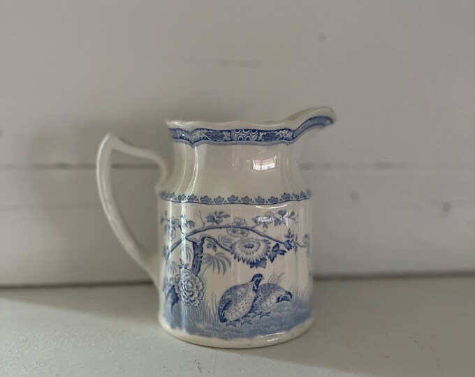 English Furnivals Blue Quail Ironstone Pitcher - Etsy