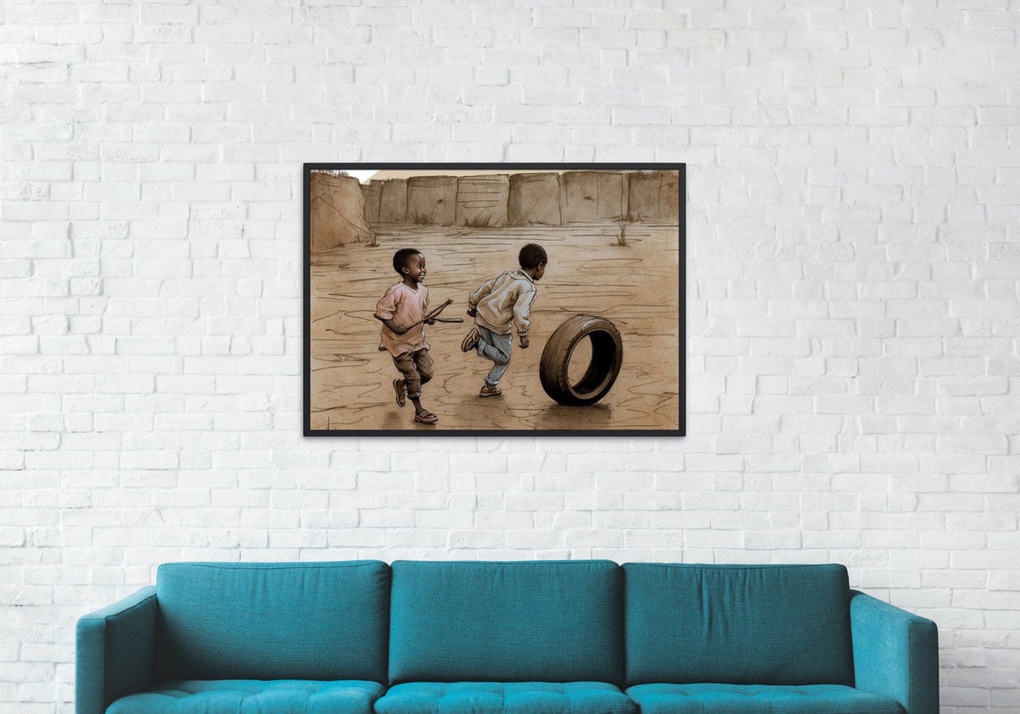 Happy African Boys Playing AI Art Instant Digital Download Image. - Etsy
