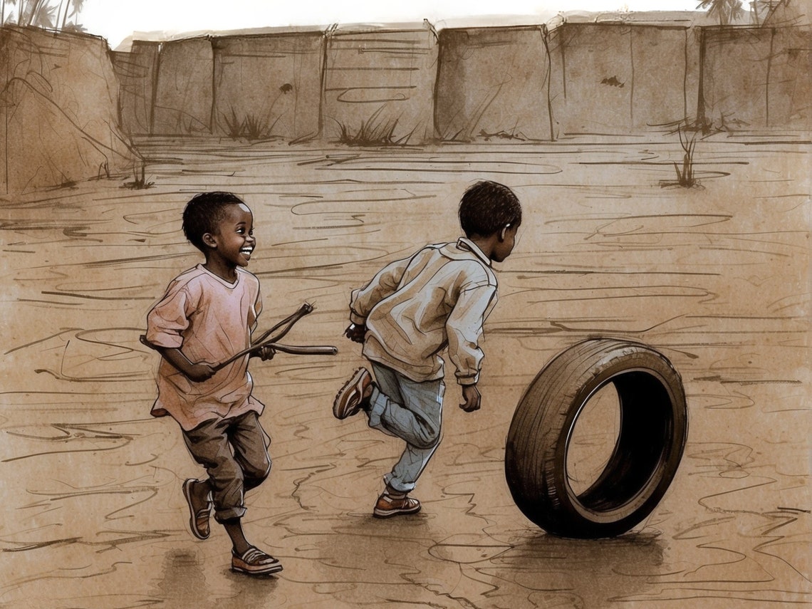 Happy African Boys Playing AI Art Instant Digital Download Image. - Etsy