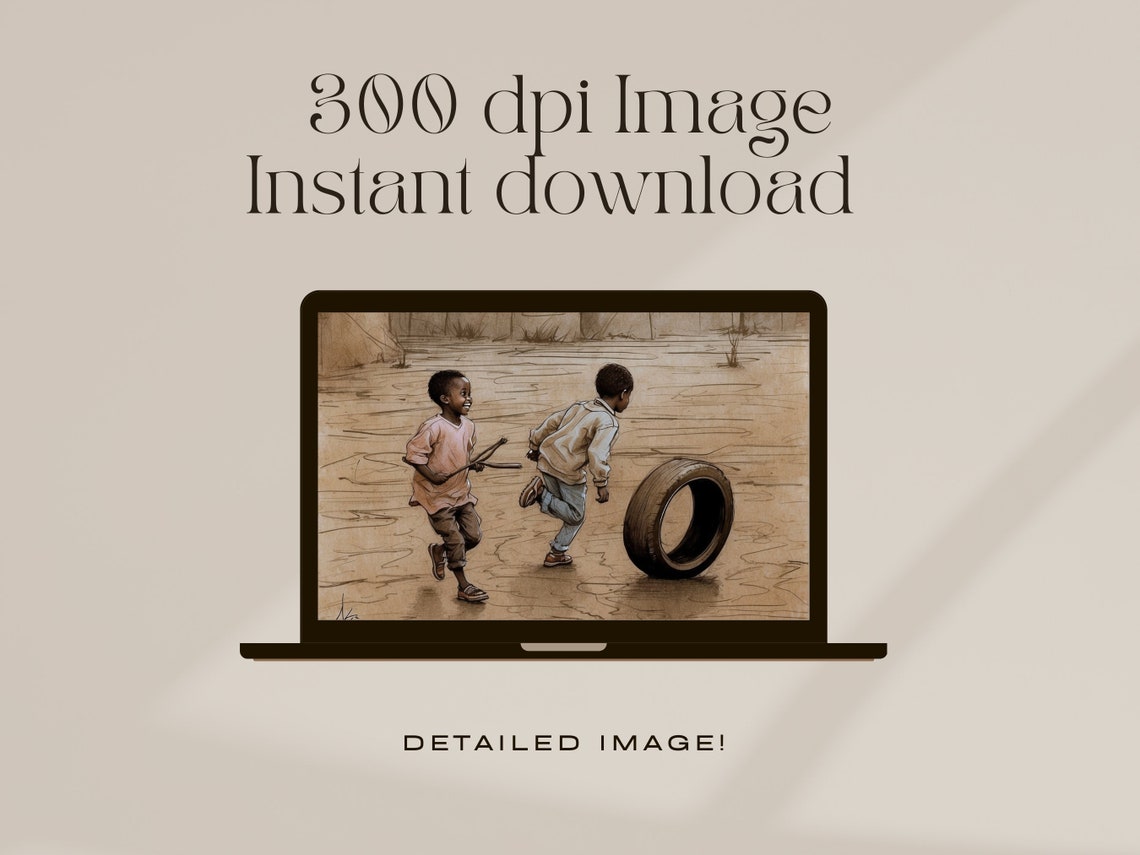 Happy African Boys Playing AI Art Instant Digital Download Image. - Etsy
