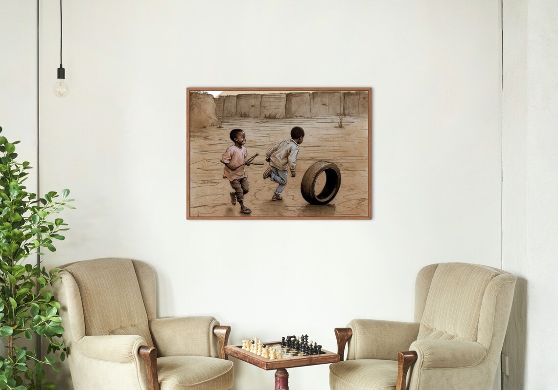 Happy African Boys Playing AI Art Instant Digital Download Image. - Etsy
