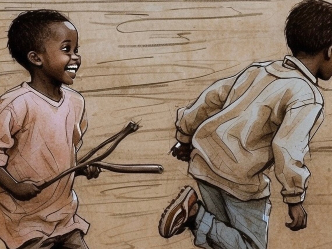 Happy African Boys Playing AI Art Instant Digital Download Image. - Etsy