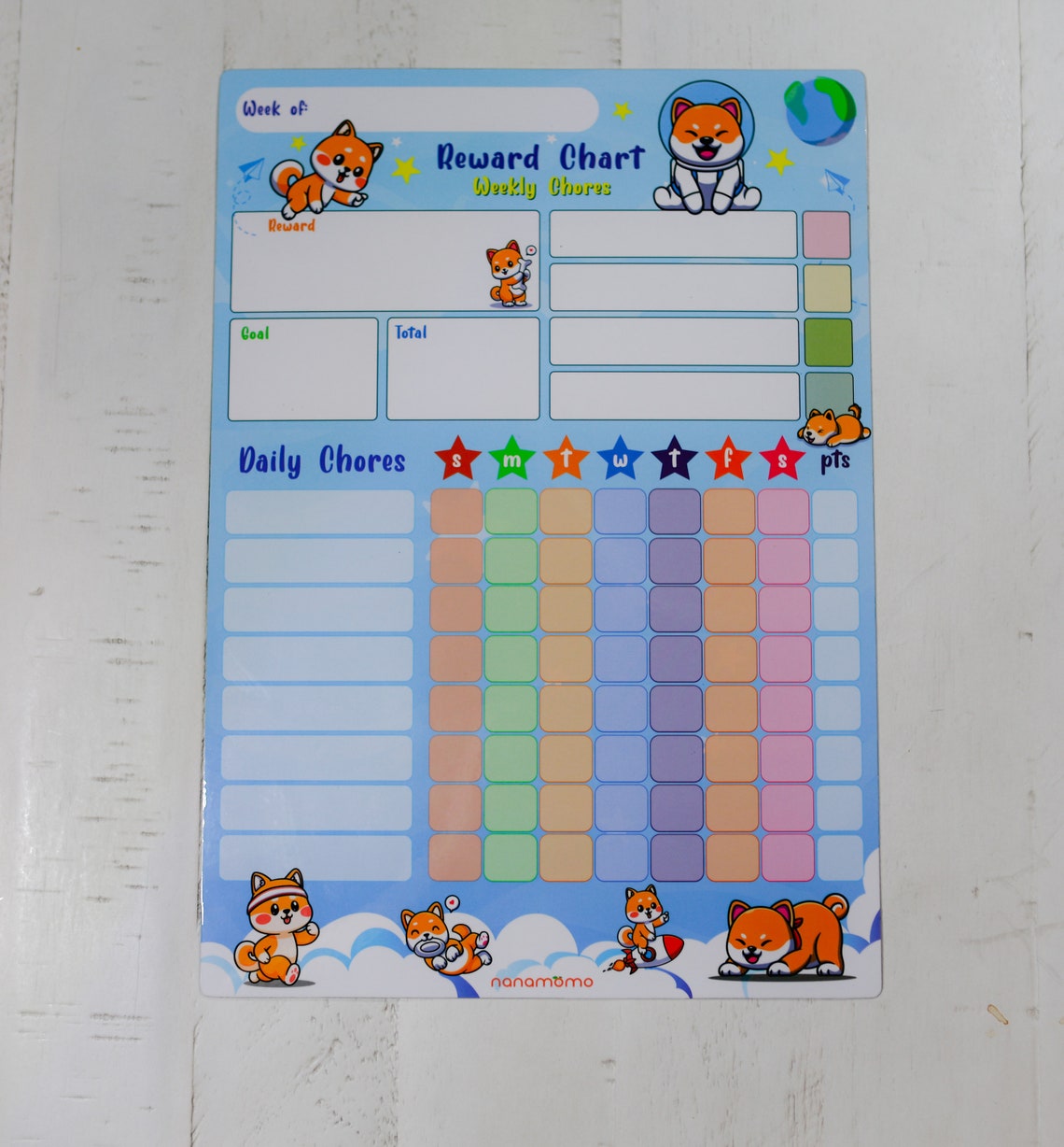 Chore Chart for Kids Magnetic Dry Erase Daily Reward Chart Jungle and Shiba inu Behavior Chart ...