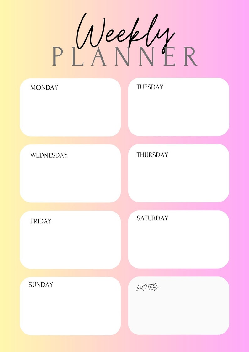 Colourful Weekly Planner Template Changeable on Canva - Etsy