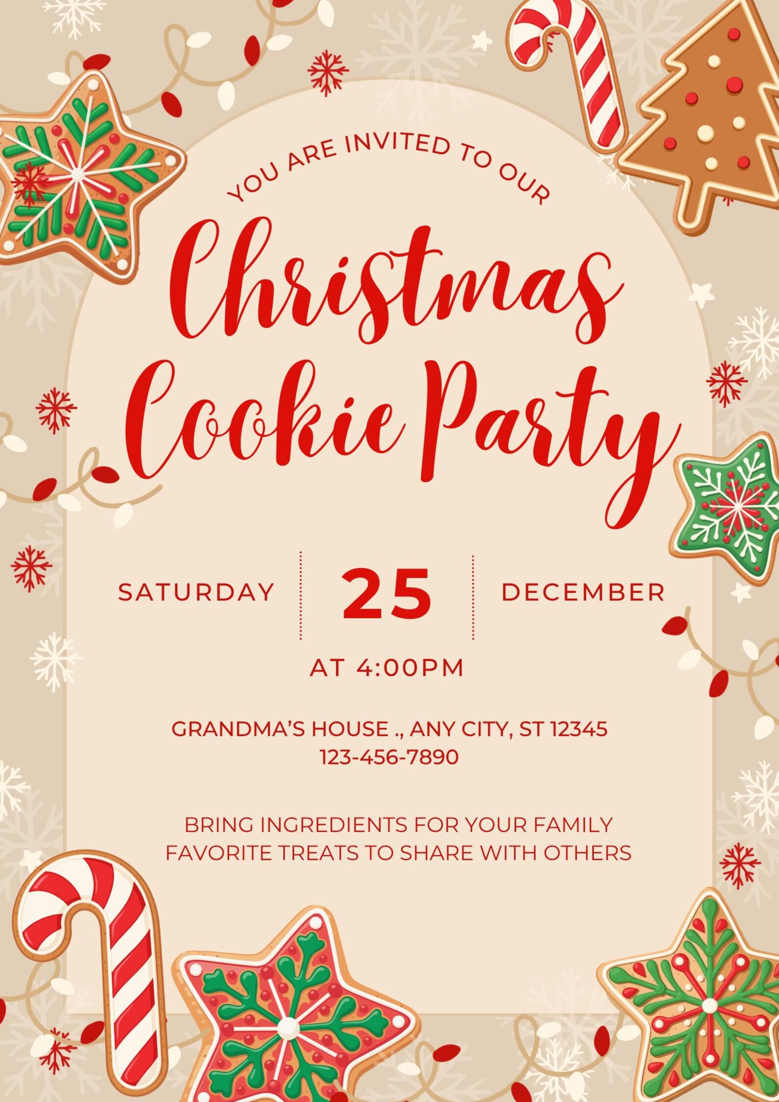 Cozy Christmas Cookie Party Invitation Template | Editable Holiday ...