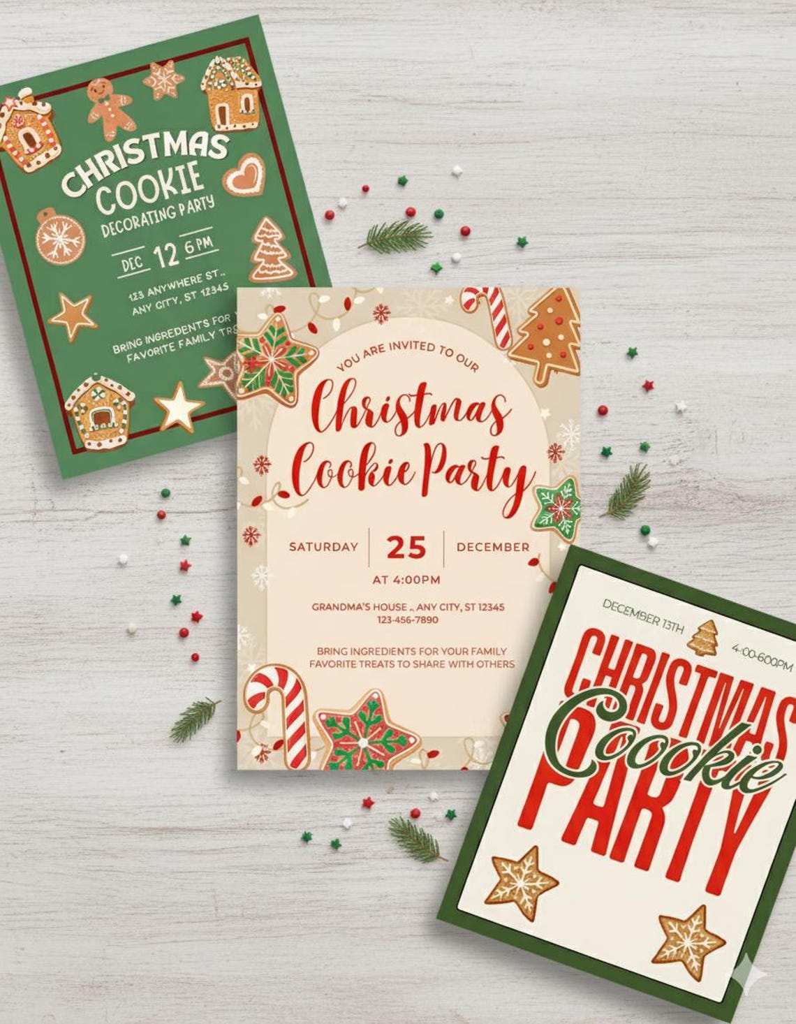 Cozy Christmas Cookie Party Invitation Template | Editable Holiday ...