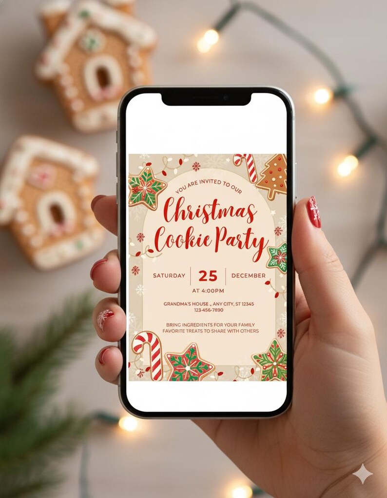 Cozy Christmas Cookie Party Invitation Template | Editable Holiday ...