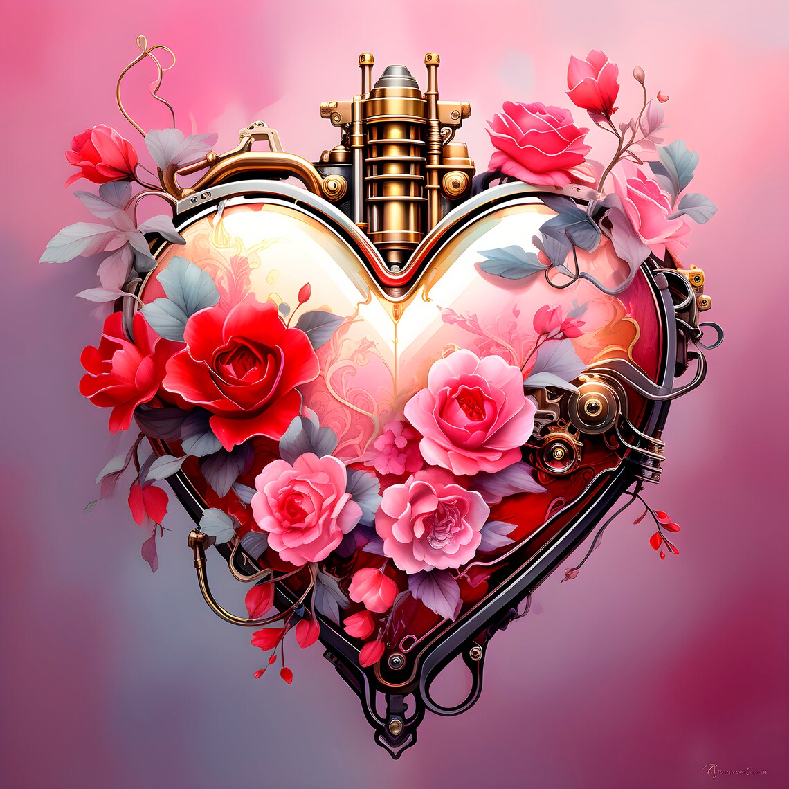 Steampunk Heart and Roses - Etsy