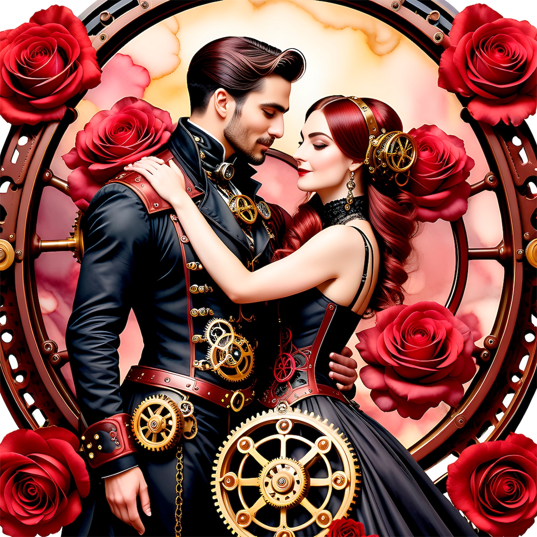 Steampunk Love and Roses Valentine Couple - Etsy