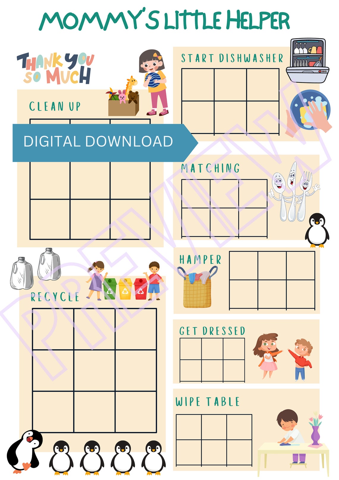 Little Helper | Chore Chart, Sticker Reward Chart, Household Routines ...