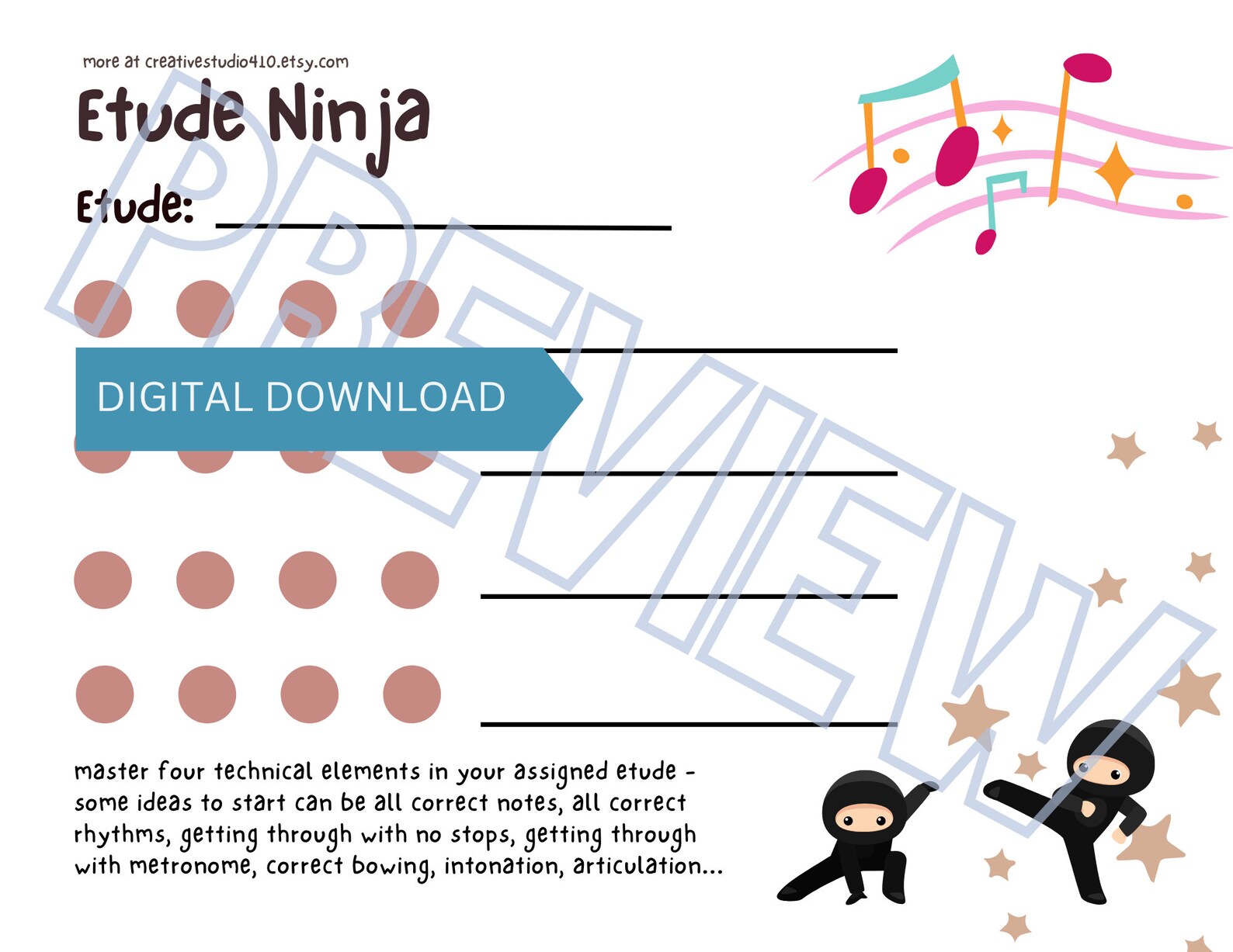 Music Practice Sheet | Etude Ninja, Music Practice Tracker, 100 Days of ...