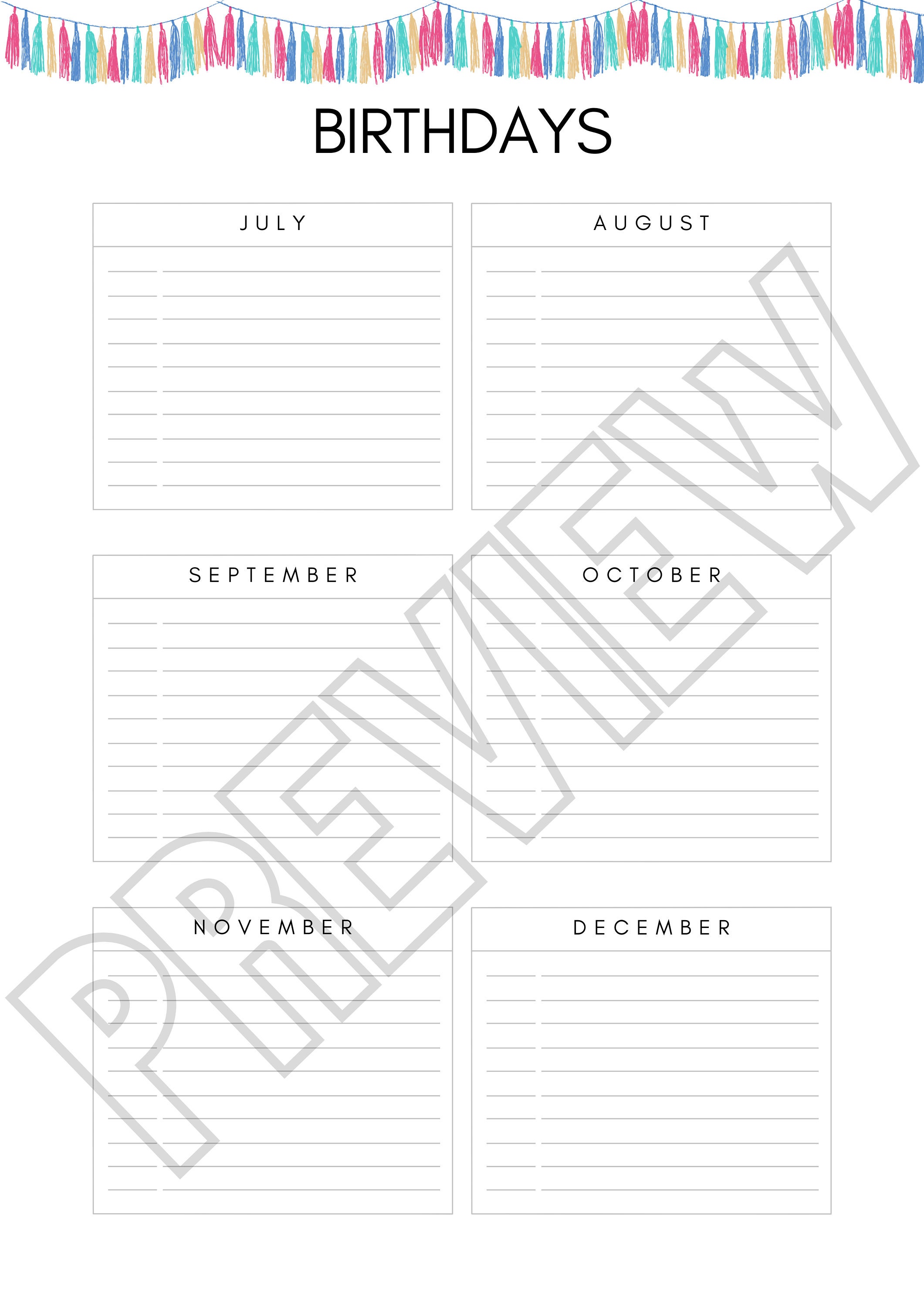 BIRTHDAYS | Friends & Family, Birthday Planner, Anniversary Planner ...