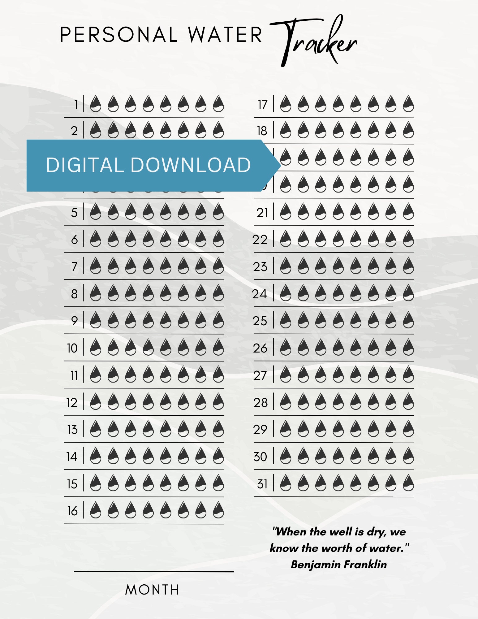 Water Intake Challenge | Personal Water Challenge, Water Tracker ...