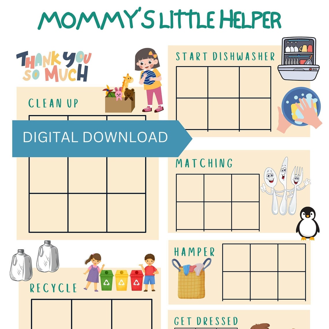Little Helper | Chore Chart, Sticker Reward Chart, Household Routines ...