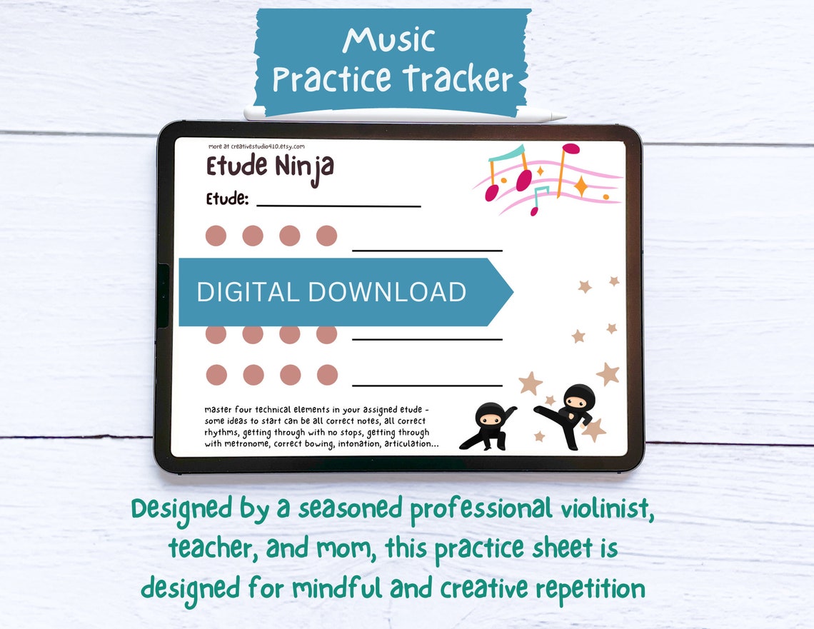 Music Practice Sheet | Etude Ninja, Music Practice Tracker, 100 Days of ...