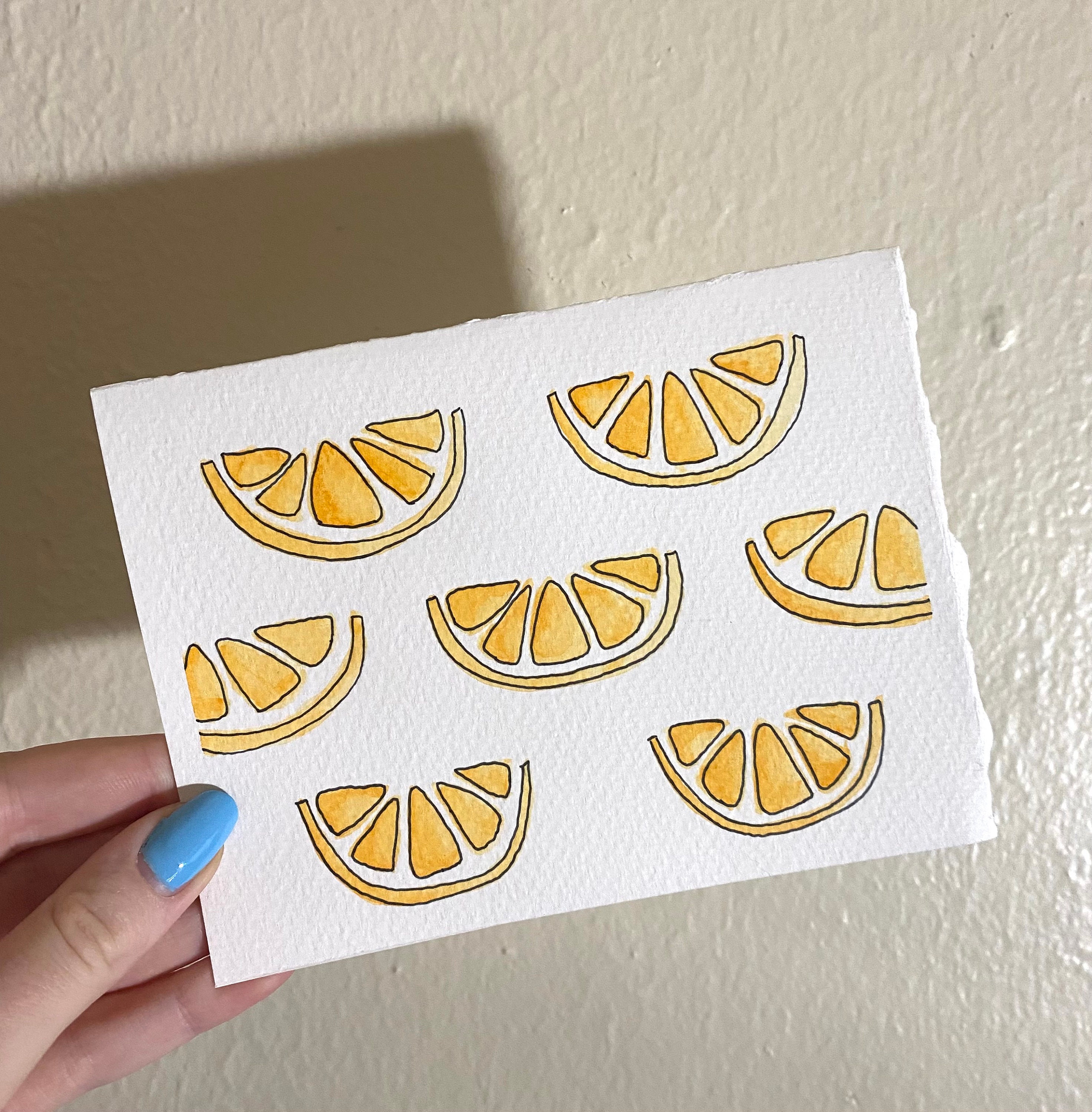 Orange Fruit Handmade Watercolor Greeting Card - Etsy