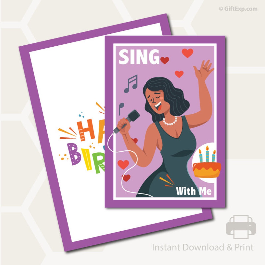 Singing - Birthday Greeting Card - Printable - Experience Gift Card ...