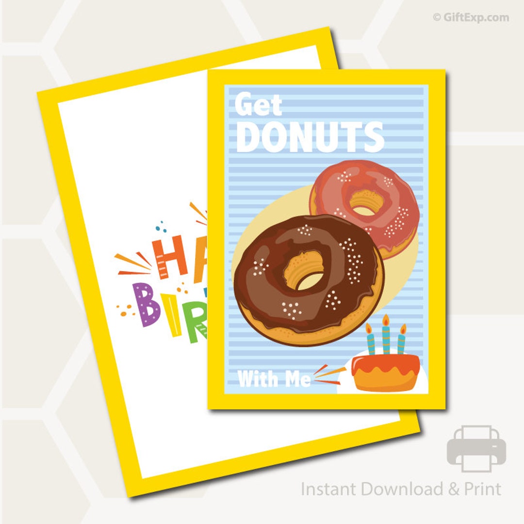 Donuts - Birthday Greeting Card - Printable - Experience Gift Card ...
