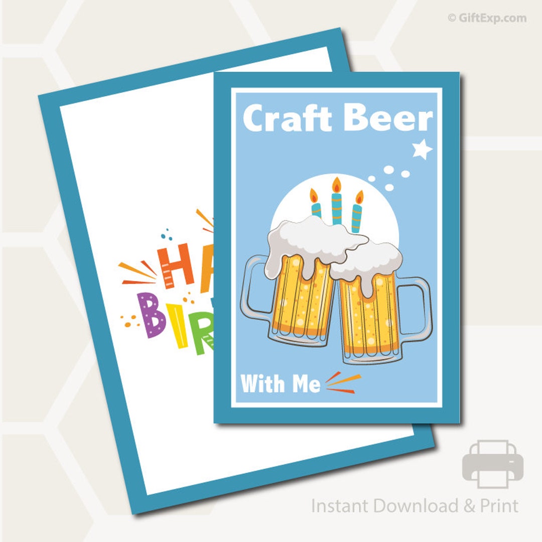 Craft Beer - Birthday Greeting Card - Printable - Experience Gift Card ...
