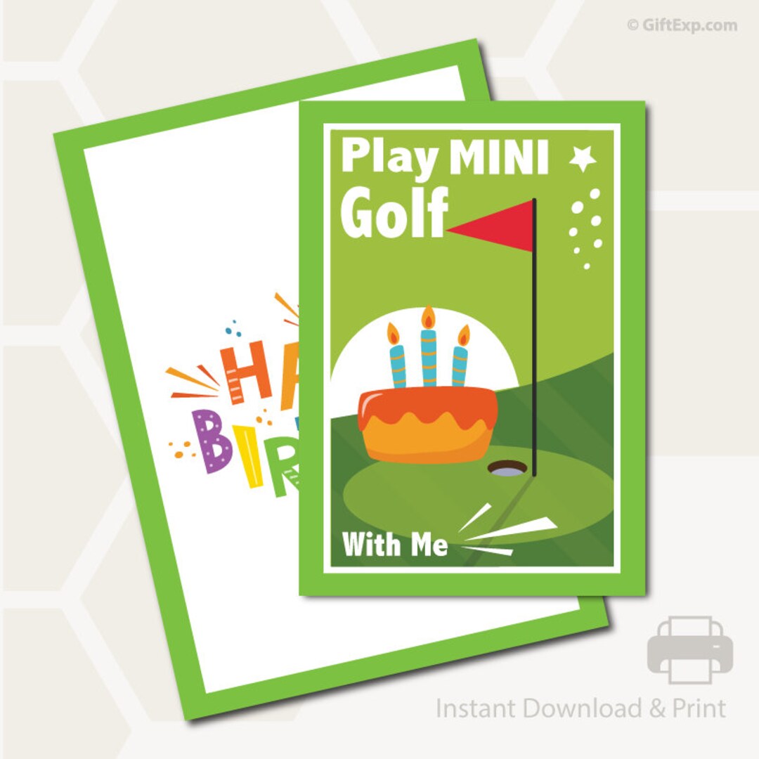 Mini Golf - Birthday Greeting Card - Printable - Experience Gift Card ...