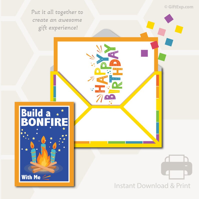 Build a Bonfire - Birthday Greeting Card - Printable - Experience Gift ...