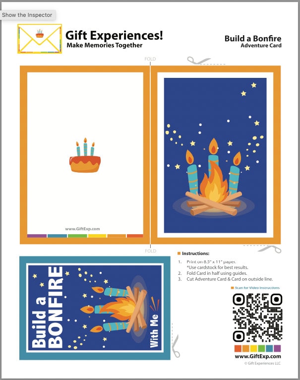 Build a Bonfire - Birthday Greeting Card - Printable - Experience Gift ...