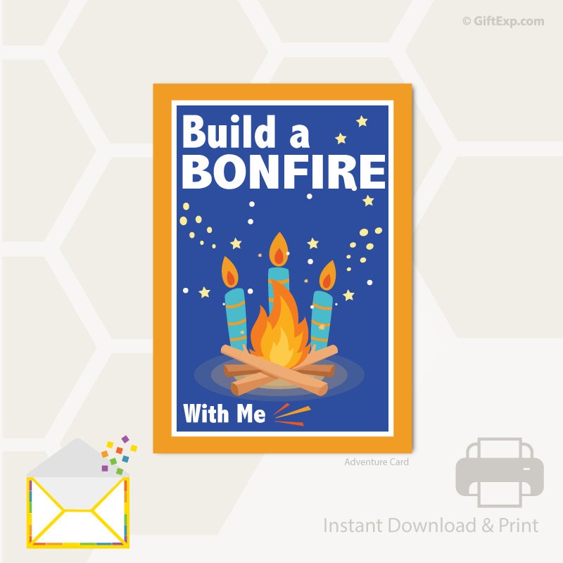 Build a Bonfire - Birthday Greeting Card - Printable - Experience Gift ...
