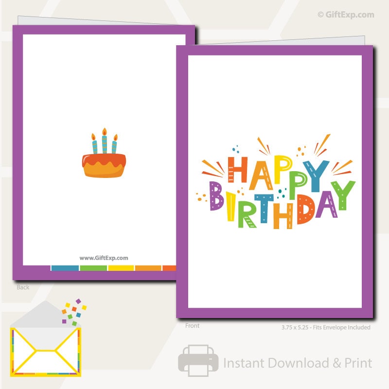 Singing Birthday Greeting Card Printable Experience Gift Card Envelope ...