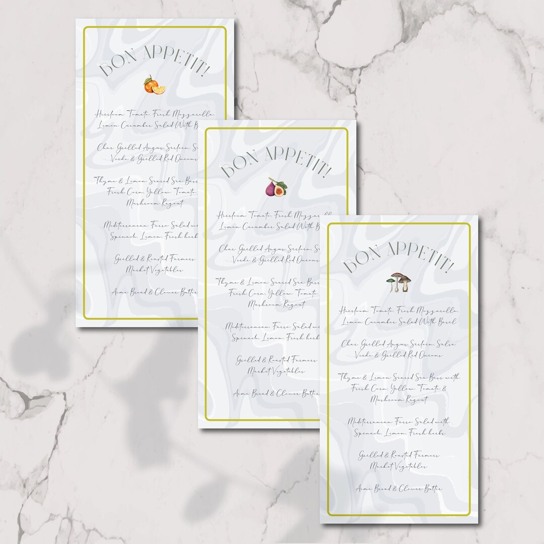 Bon Appetit Marble Menu - Etsy