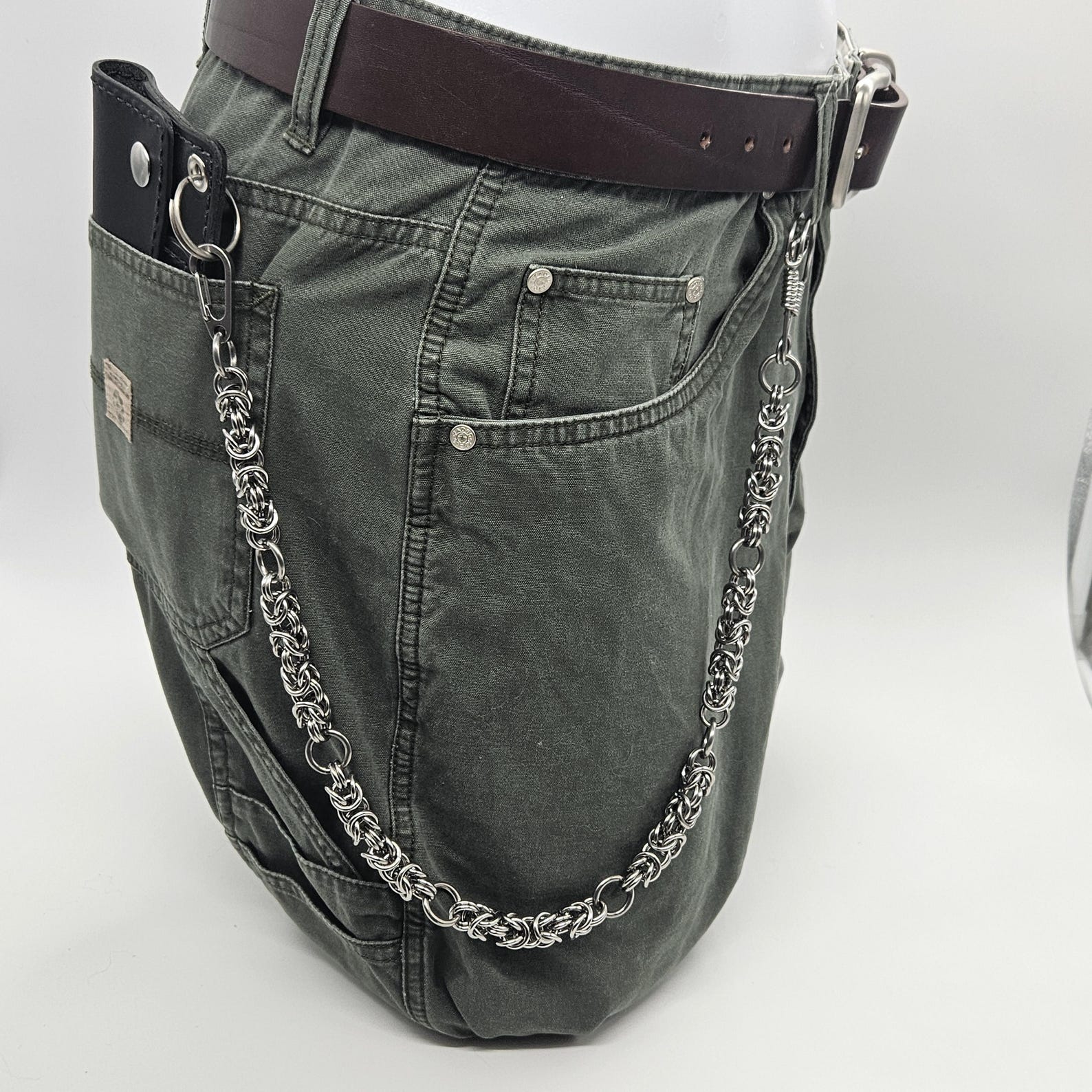 Segmented Byzantine Handmade Stainless Steel Wallet Chain, Gifts for ...